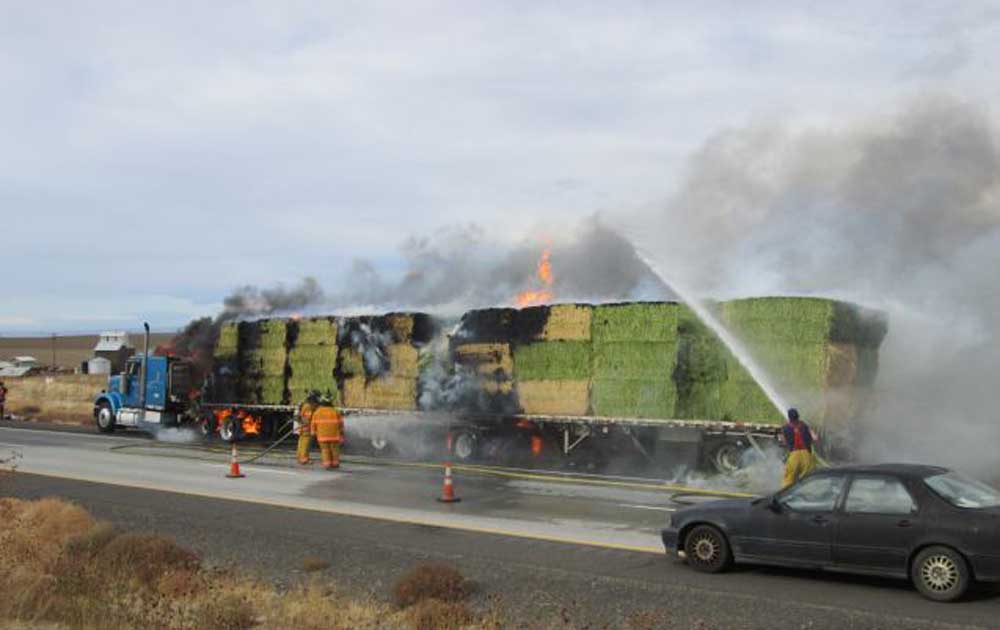 Semi hauling hay catches fire near Stanfield | East Oregonian
